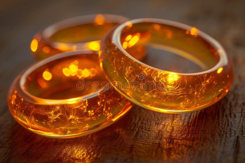 Amber Rings Glowing. Generate Ai Stock Photo - Image of sale, sets ...