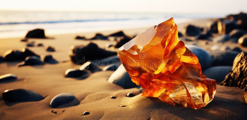 Amber on Sand on the Beach in Sunshine Stock Illustration ...