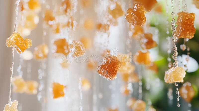 Amber Sugar Crystals Falling in Water Stock Illustration - Illustration ...