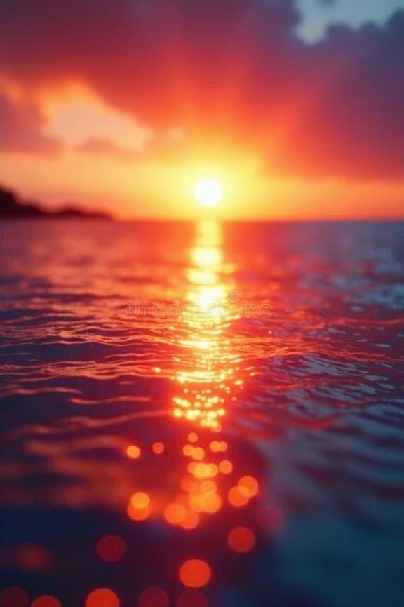 Amber Sunset Casts Rainbow Flares on Smooth Surface , Visual, Refracted Sunlight, Texture Stock ...