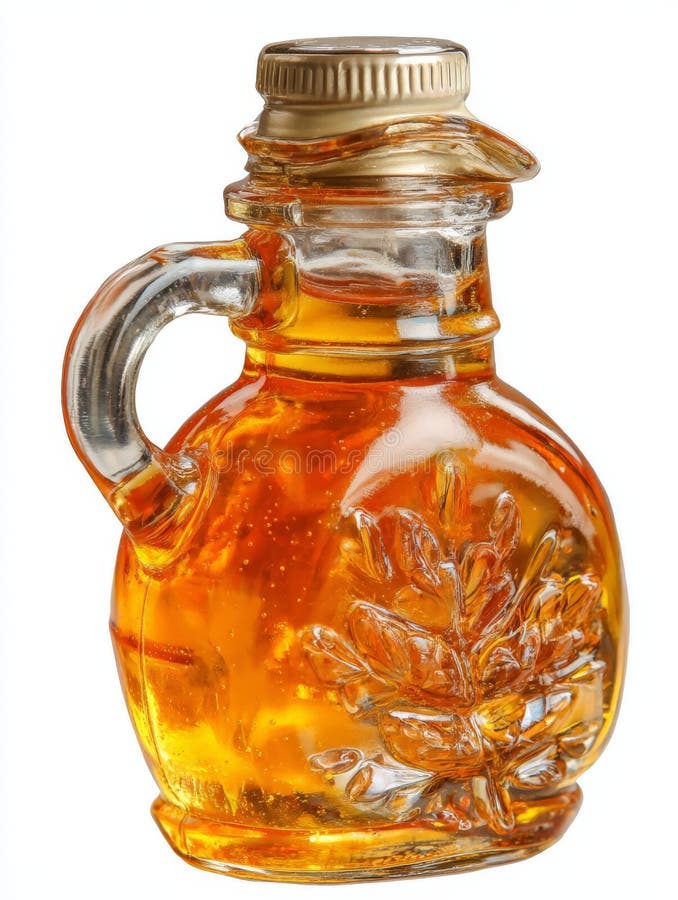 Amber Syrup in Glass Bottle with Maple Leaf Design Stock Illustration ...