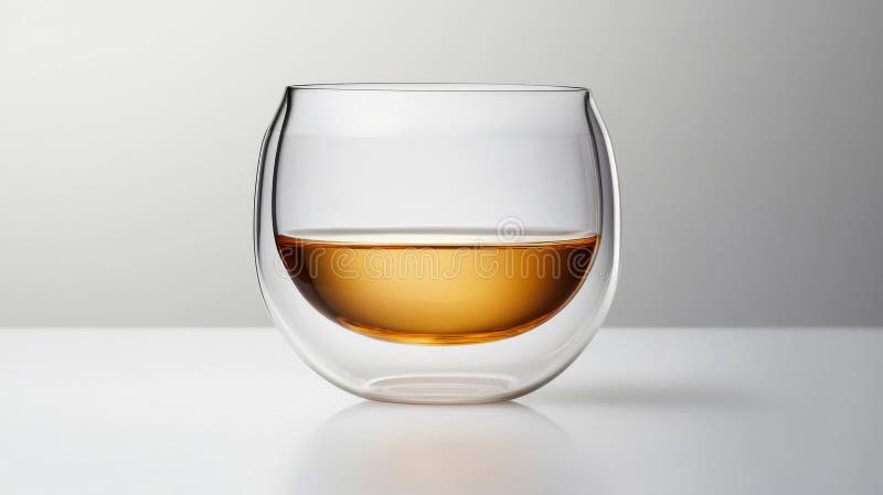 Amber Tea in Double-Walled Glass on White Background Stock Illustration ...