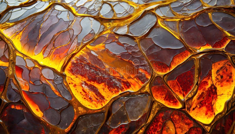 Amber Translucent Structure with Glowing Honeycomb Shapes, Evoking ...
