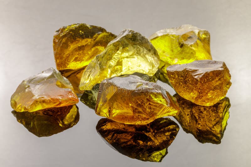 Amber Tumbled and Tempered Fire Glass Nuggets Stock Photo - Image of ...