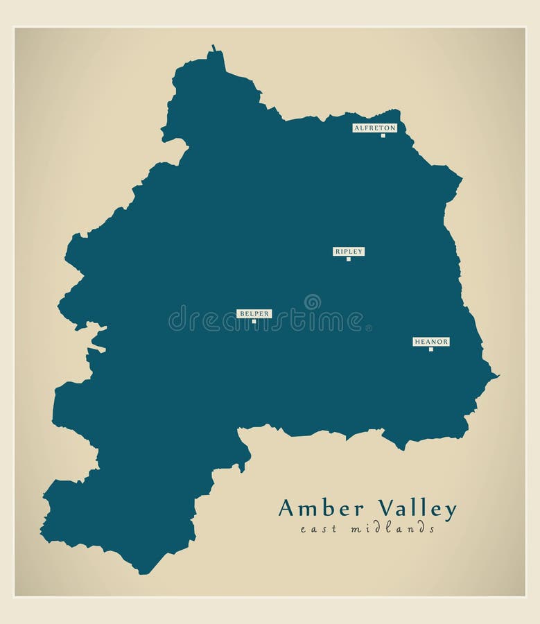 Amber Valley District Map - England UK Stock Vector - Illustration of ...