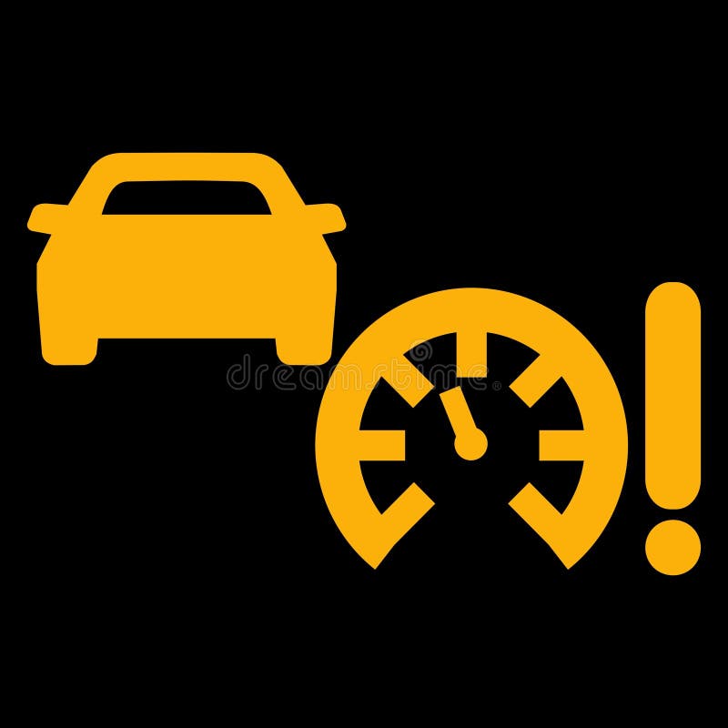 Amber Vector Graphic on a Black Background of a Dashboard Warning Light ...