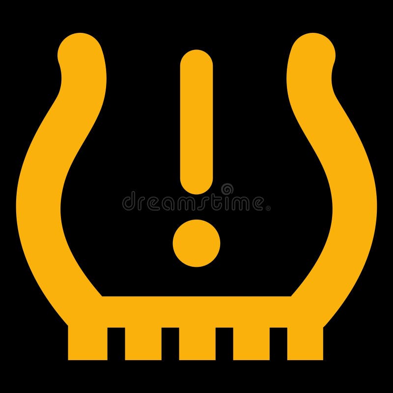 Amber Vector Graphic on a Black Background of a Dashboard Warning Light ...