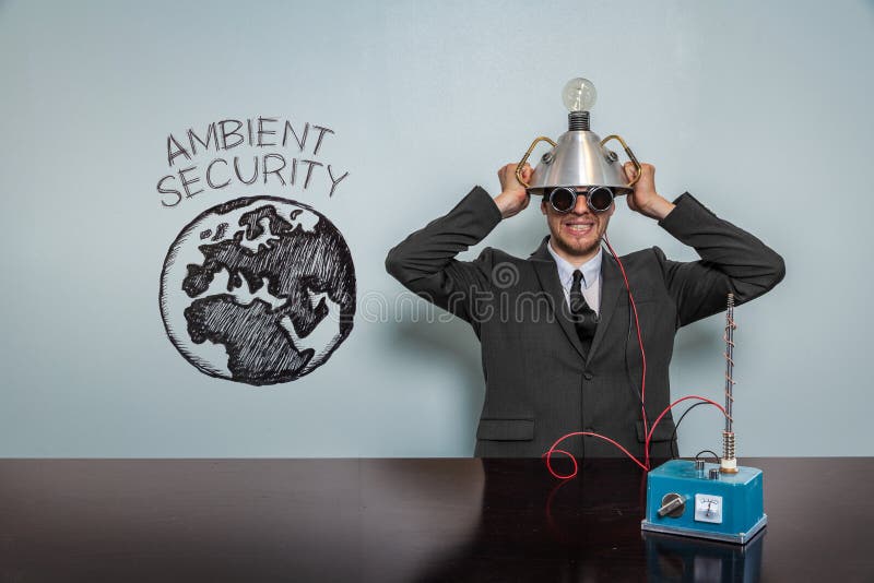 Ambient Security Text with Vintage Businessman Stock Image - Image of ...