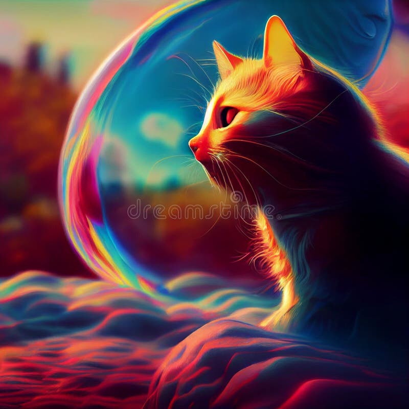Ambiental Cat between Dimensions Stock Illustration - Illustration of ...