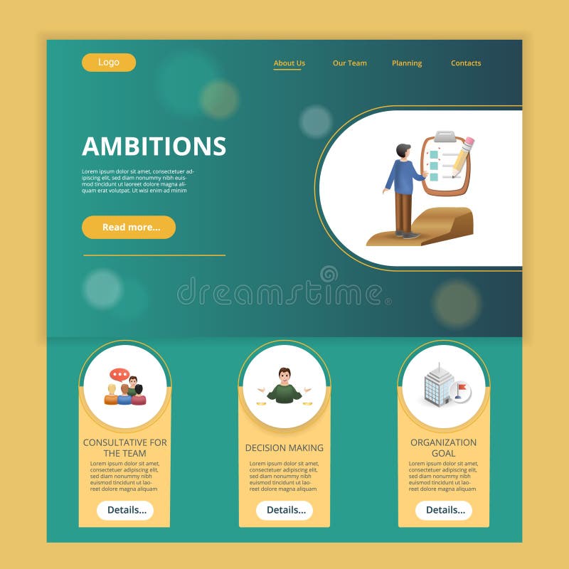 Ambitions Flat Landing Page Website Template. Consultative for the Team ...