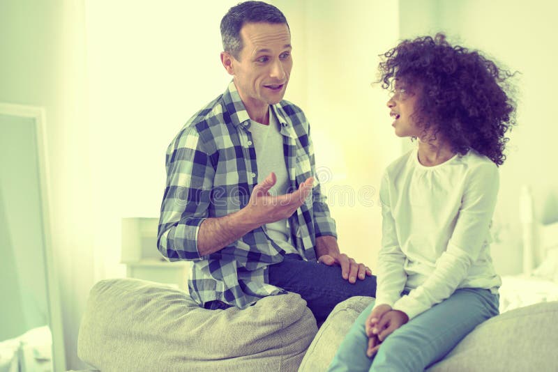 Ambitious Adult Explaining Difficult Stuff To His Interested Daughter ...