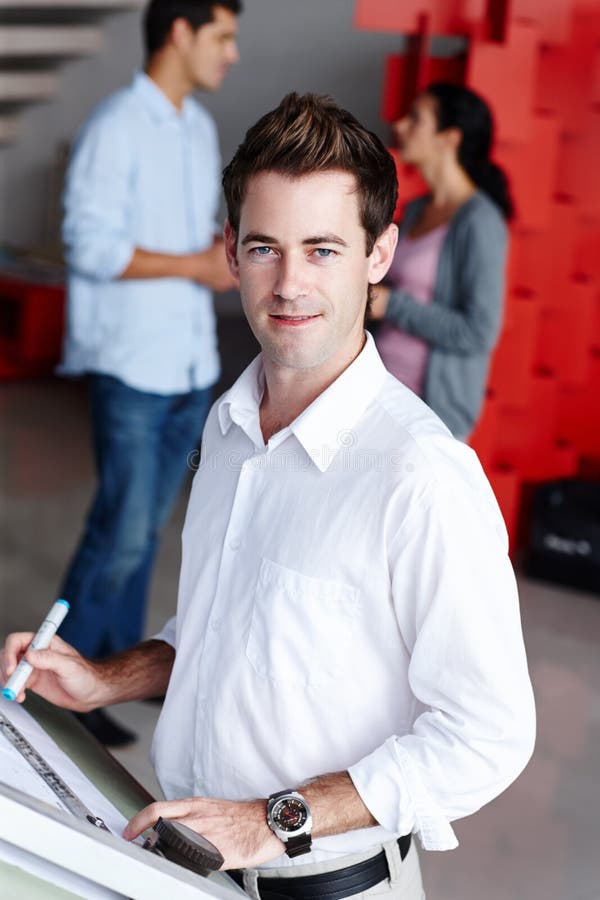 Ambitious Architect. Portrait of a Young Architect Standing Alongside ...