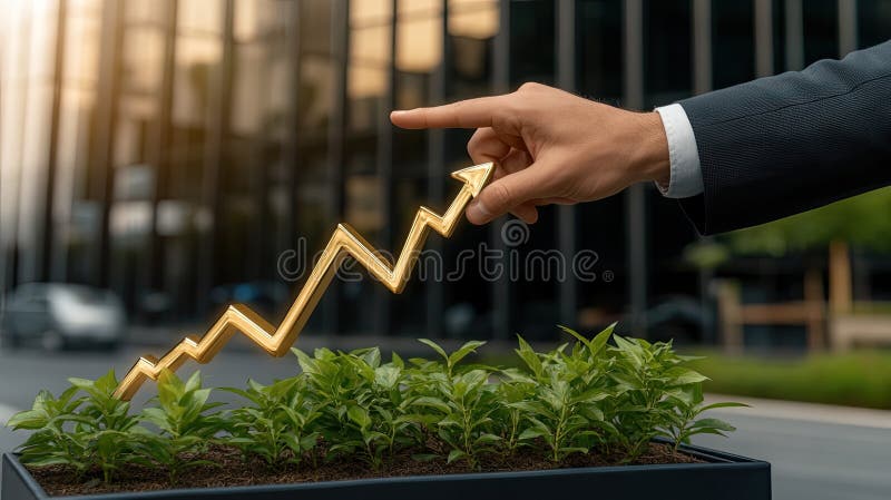 Ambitious Businessman Interacting with a Rising Growth Graph in a ...