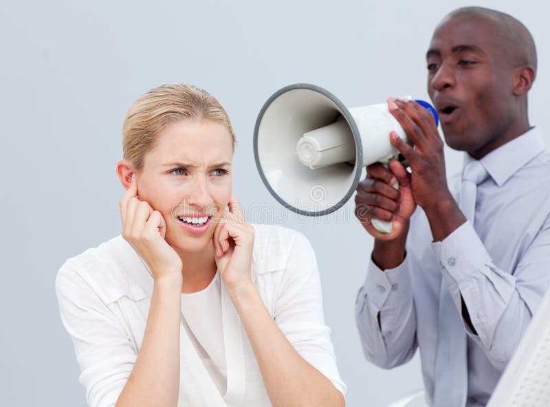 Ambitious Businessman Shouting through a Megaphone Stock Photo - Image ...