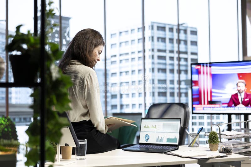 Ambitious Female Leader Developing a New Business Plan Stock Image ...