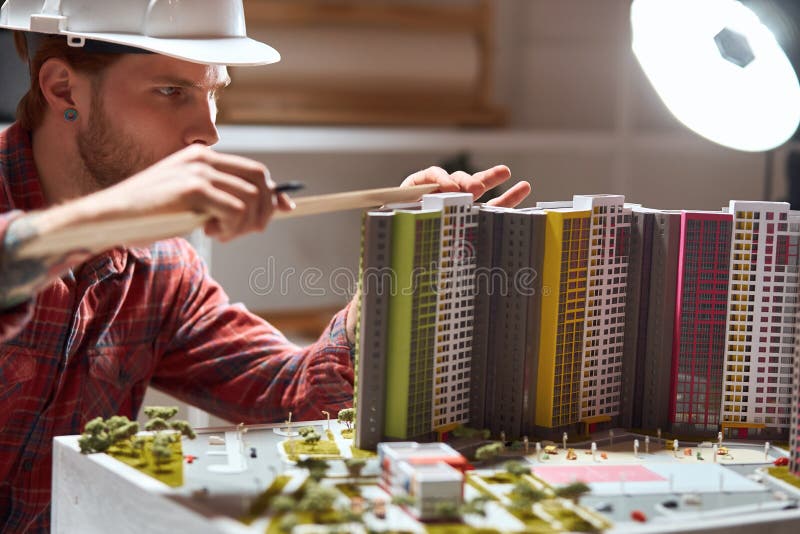 Ambitious Man Creates a Complete Model of a Building Stock Photo ...