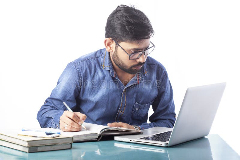 STUDENT WRITING on NOTEBOOK Stock Image - Image of casual, adult: 154201793