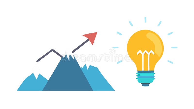 Ambitious Mountain Idea Icon Vector with Growth, Vector Design ...