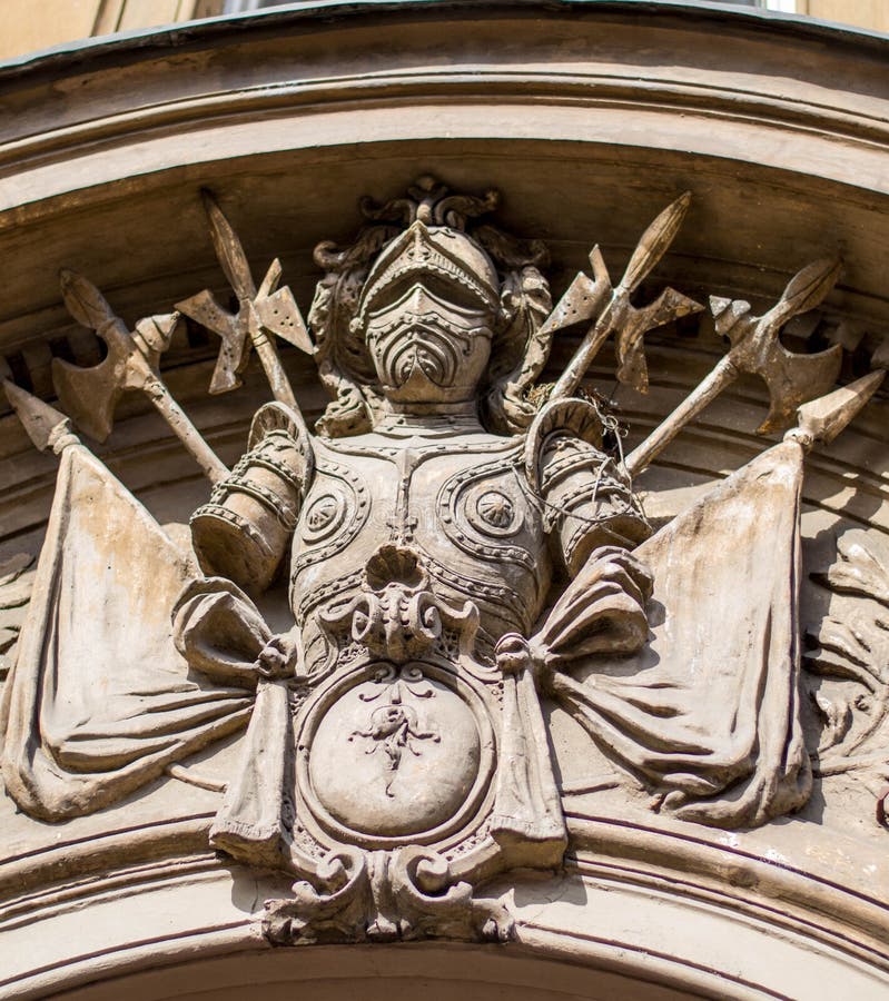 Detail of an stone amblem. stock photo. Image of destination - 93425336