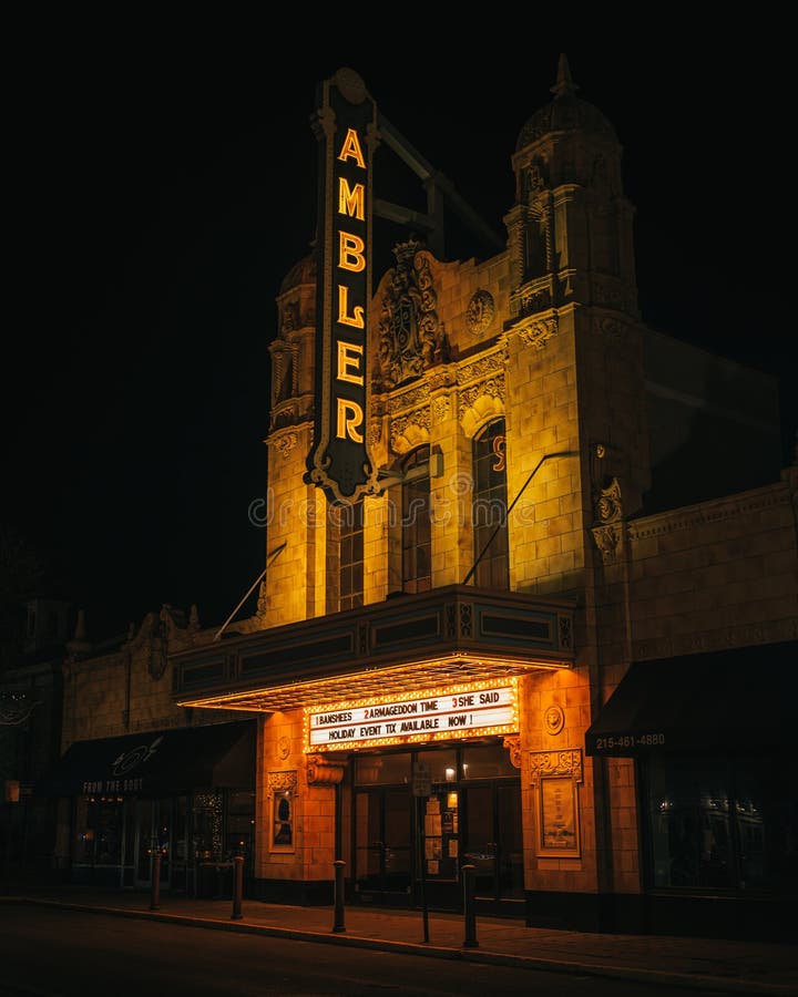 Ambler Theater at Night, Ambler, Pennsylvania Editorial Photography ...