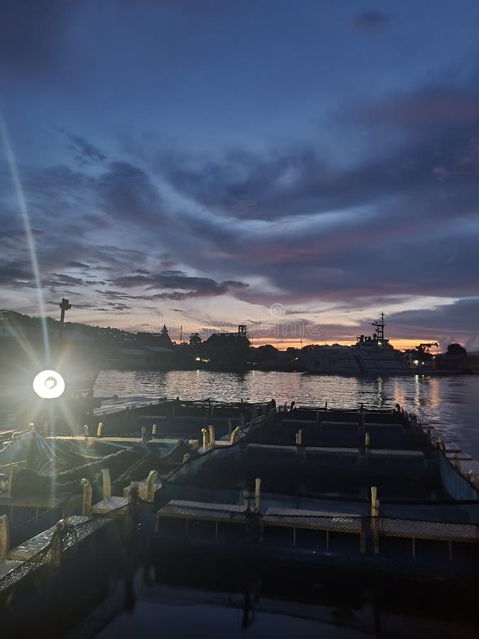 Ambon city sunset editorial stock photo. Image of night - 261885233