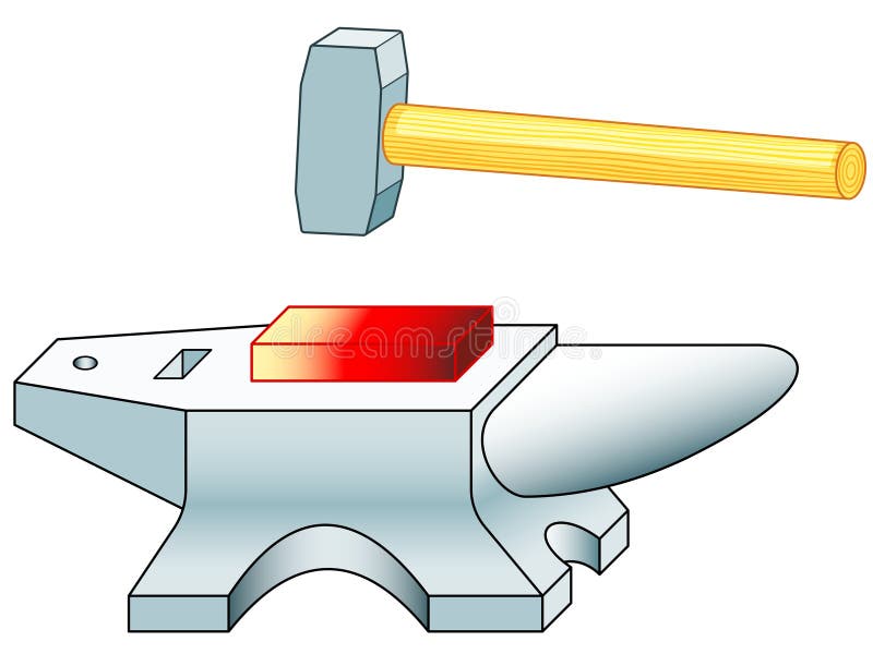 Illustration Mit Einem Vorschlaghammer Und Einem Ambosse An Vektor ...