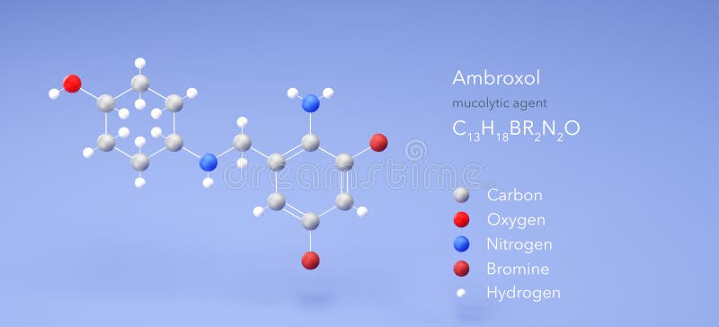 Ambroxol Molecule, Molecular Structures, Mucolytic Agent, 3d Model ...