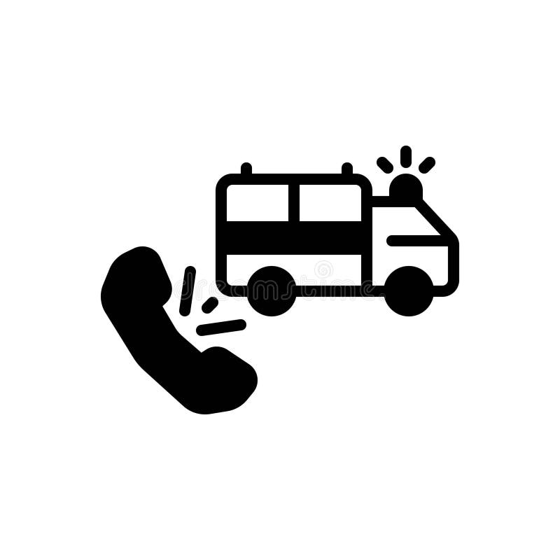 Black Solid Icon for Ambulance Call, Ambulance Andvehicle Stock Vector ...