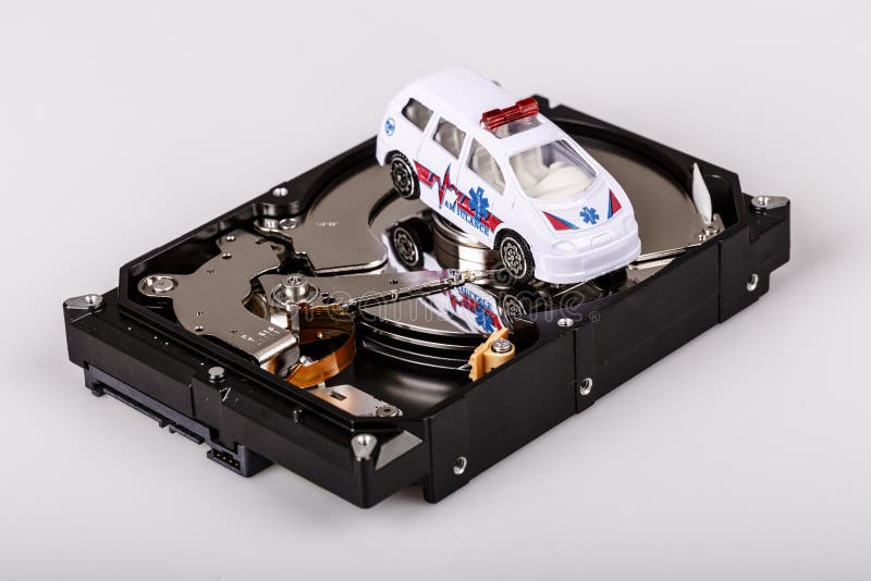 Ambulance Car on Harddrive or Hdd - Data Rescue Concept Stock Photo ...