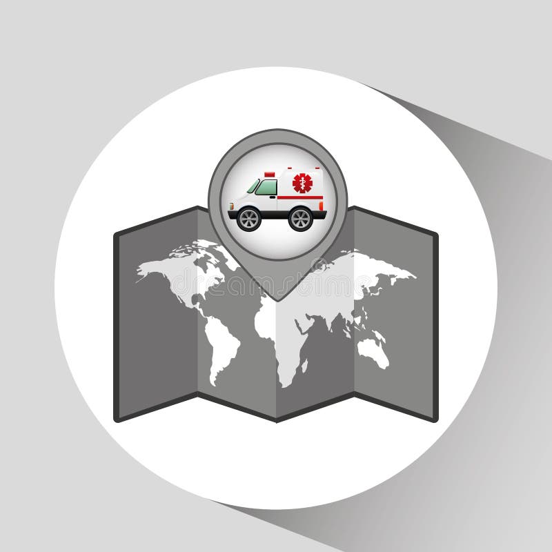 Ambulance Car Icon Map Pointer Stock Vector - Illustration of icon ...