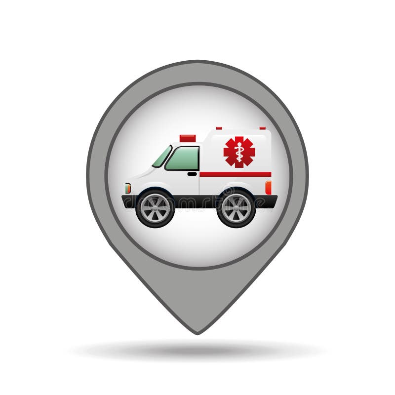 Ambulance Car Icon Map Pointer Stock Vector - Illustration of round ...