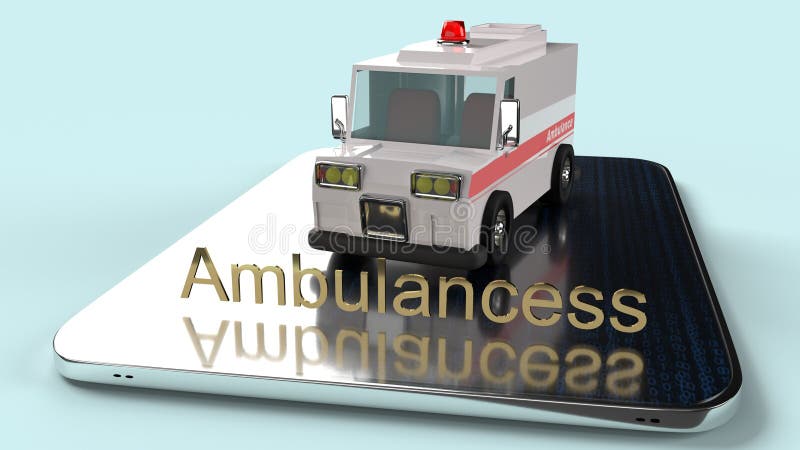 Ambulance Car and Tablet 3d Rendering for Health Care Applications ...