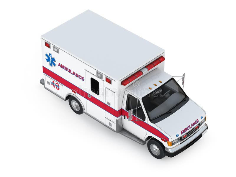 Ambulance Car on White Background. Isometric Front View Stock ...