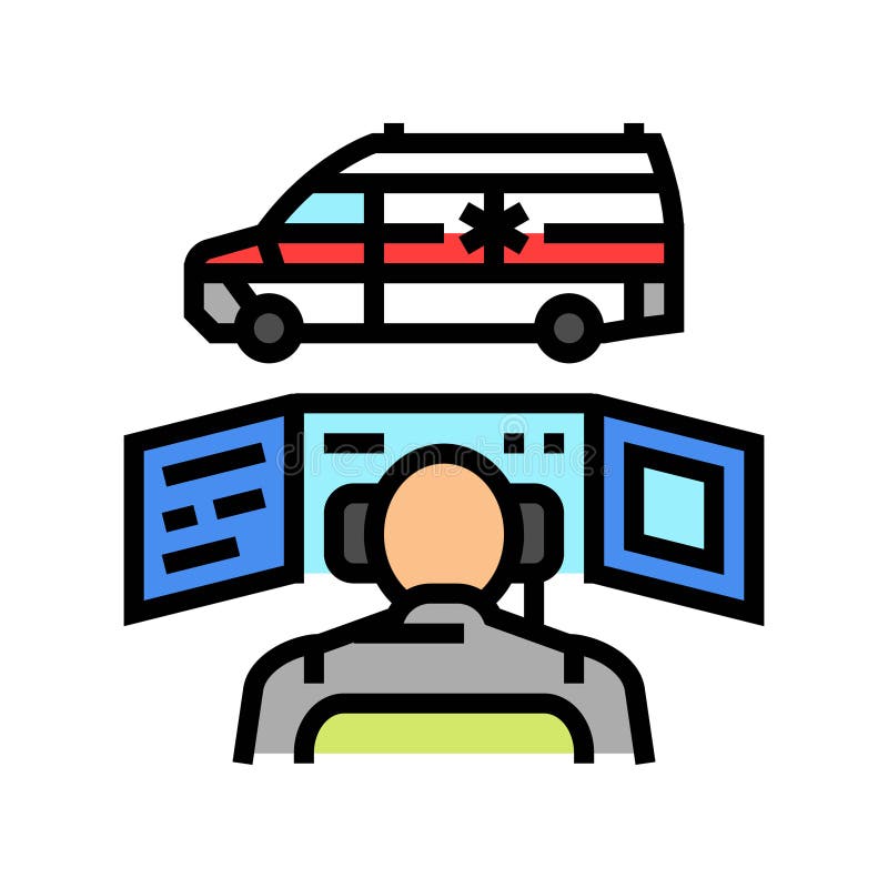 Ambulance Dispatch Color Icon Vector Illustration Stock Illustration ...