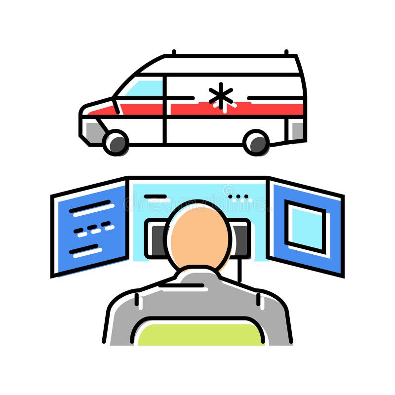 Ambulance Dispatch Color Icon Vector Illustration Stock Illustration ...