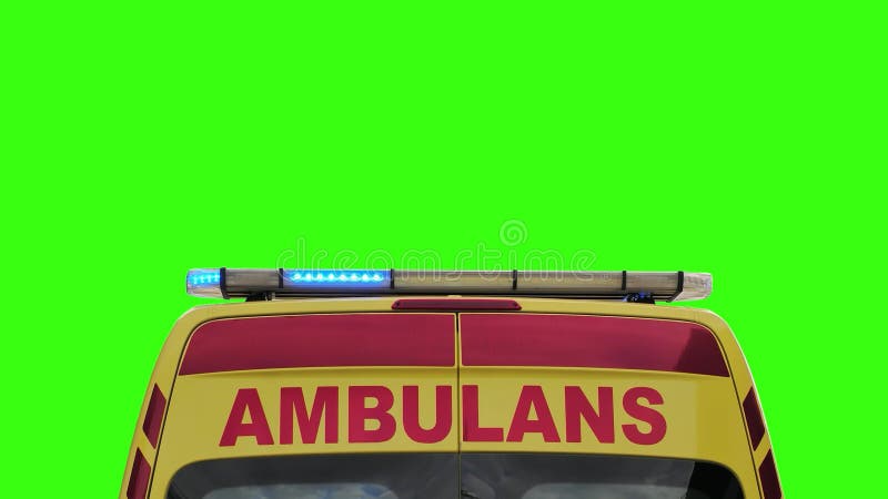 Ambulance with Flashing Blue Lights on Green Screen Stock Video - Video ...