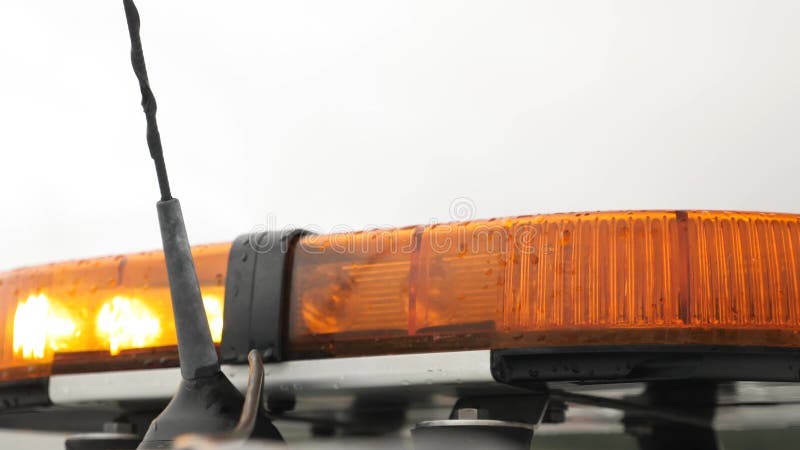 Flashing Yellow Emergency Ambulance Signal. Flashing Light Strobe on ...