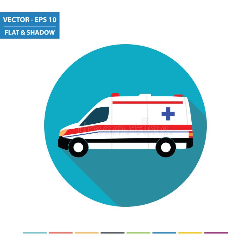 Ambulance Car Flat Vector Illustration Stock Vector - Illustration of ...
