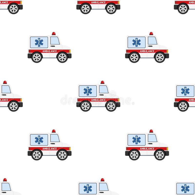 Ambulance Flat Icon Seamless Pattern Stock Vector - Illustration of ...
