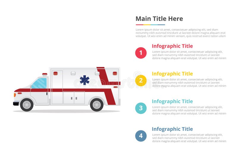 Ambulance Healthcare Infographics Template with 4 Points of Free Space ...