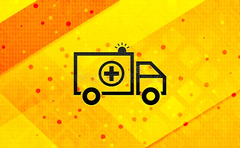 Ambulance Icon Abstract Digital Banner Yellow Background Stock ...