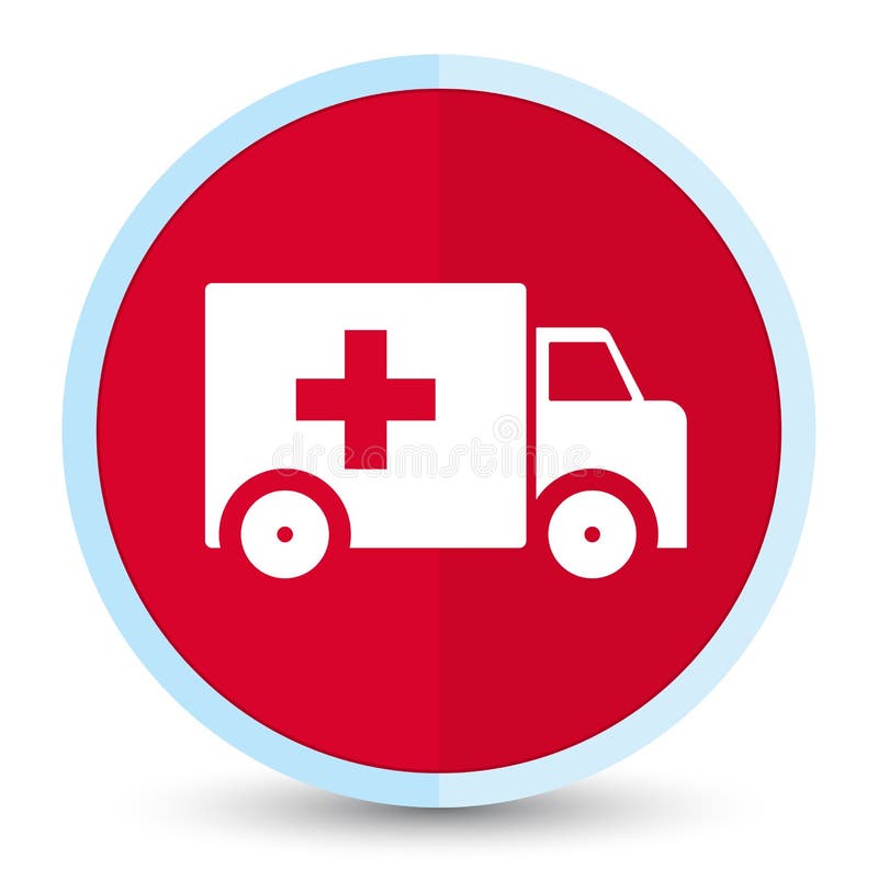 Ambulance Icon Flat Prime Red Round Button Stock Vector - Illustration ...
