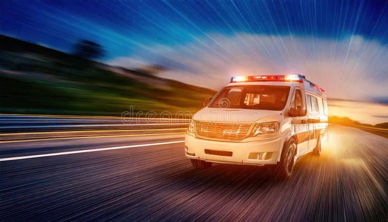 Ambulance Lights Speeding Towards Emergency Call Stock Illustration - Illustration of yellow ...