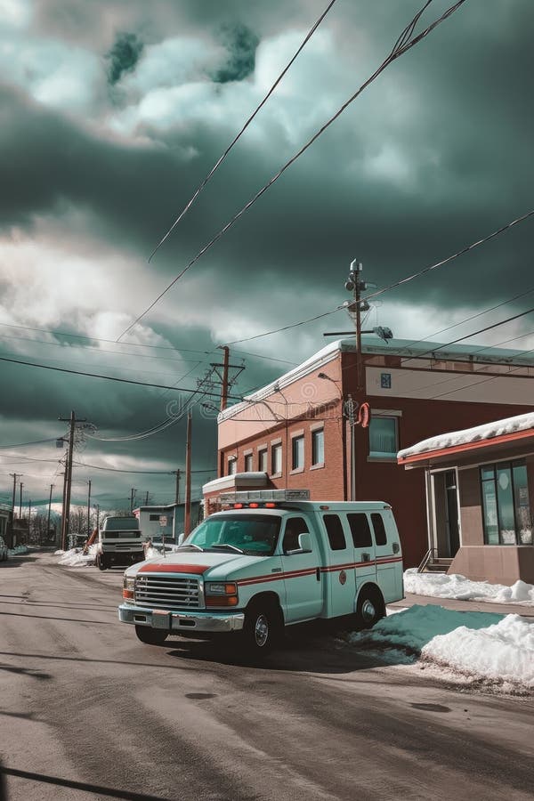 Ambulance Parked Outside the Emergency Entrance Stock Illustration ...