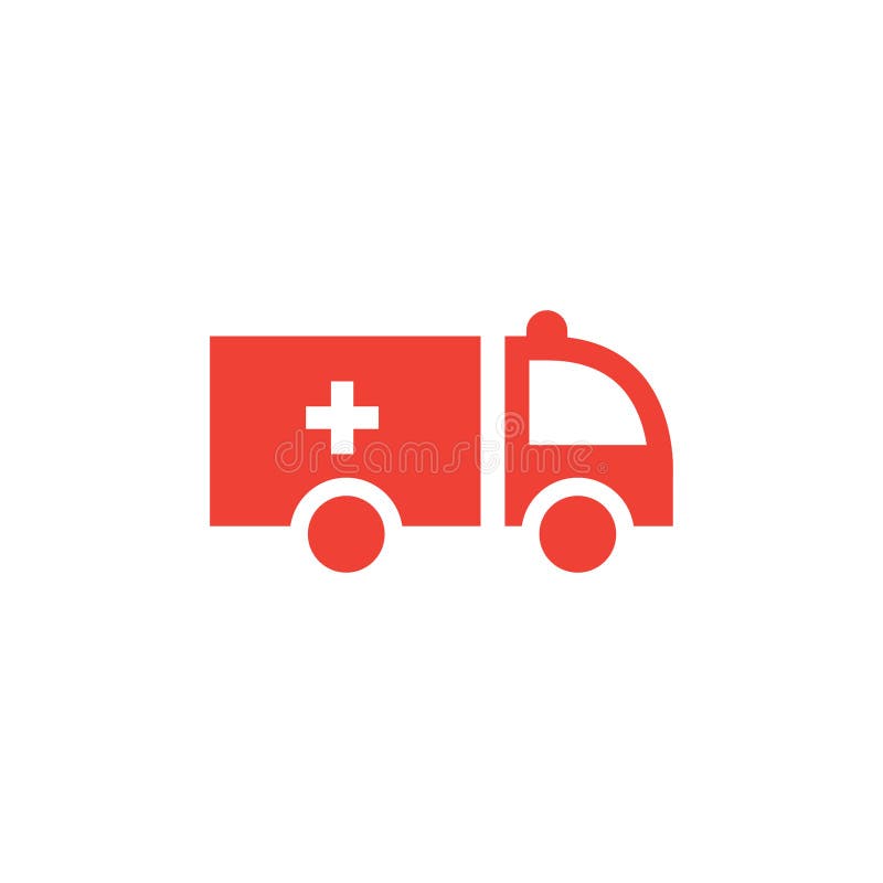 Ambulance Red Icon on White Background. Red Flat Style Vector ...