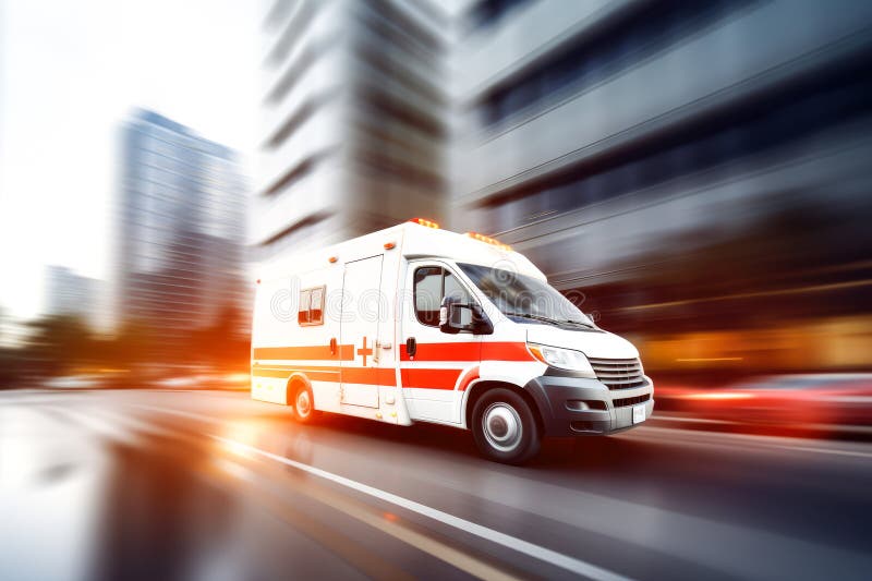 Ambulance Rushing through the City Stock Illustration - Illustration of ...