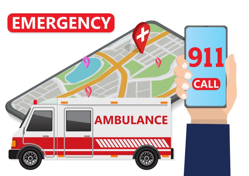 Ambulance Service. 911 Urgent Hospital Emergency Call Stock Vector ...