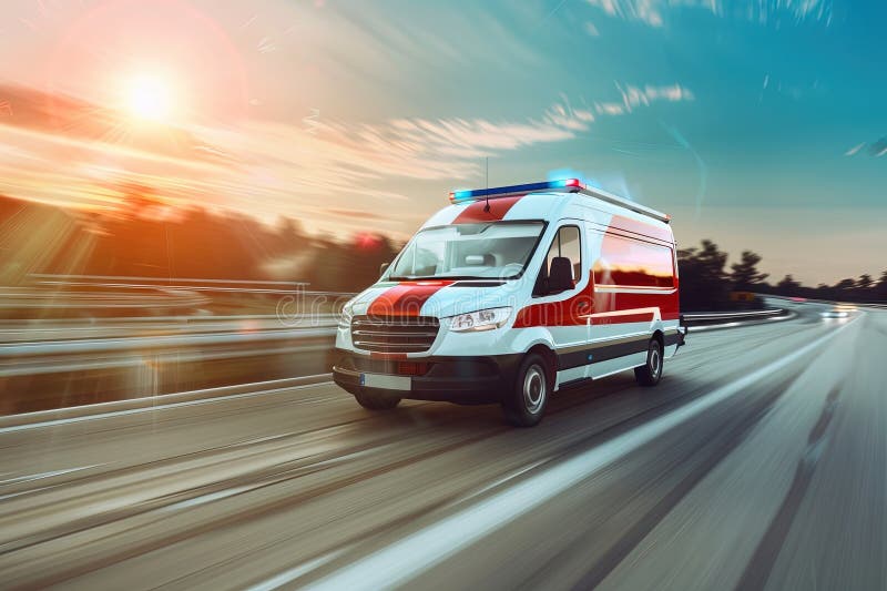 An Ambulance is Speeding Down the Street. Generative AI. Stock ...