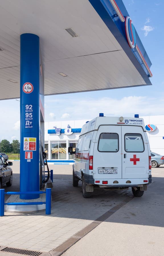 An Ambulance Stands at a Gas Station. Editorial Image - Image of ...