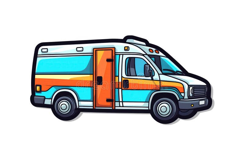 Ambulance Sticker on White Background. Generative AI Stock Illustration ...